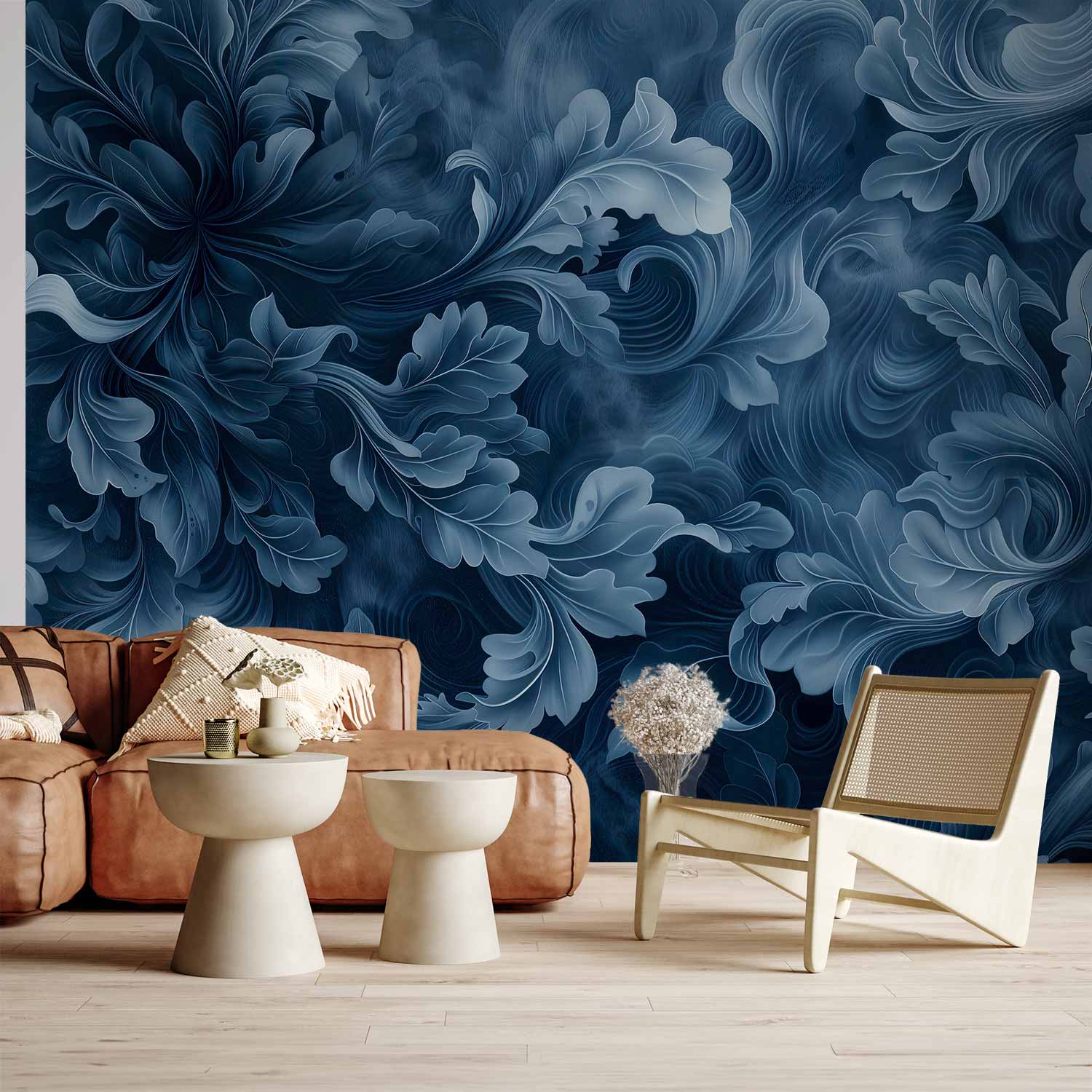 Carta da parati - Foglie vittoriane blu scuro 392x280 | Leroy Merlin