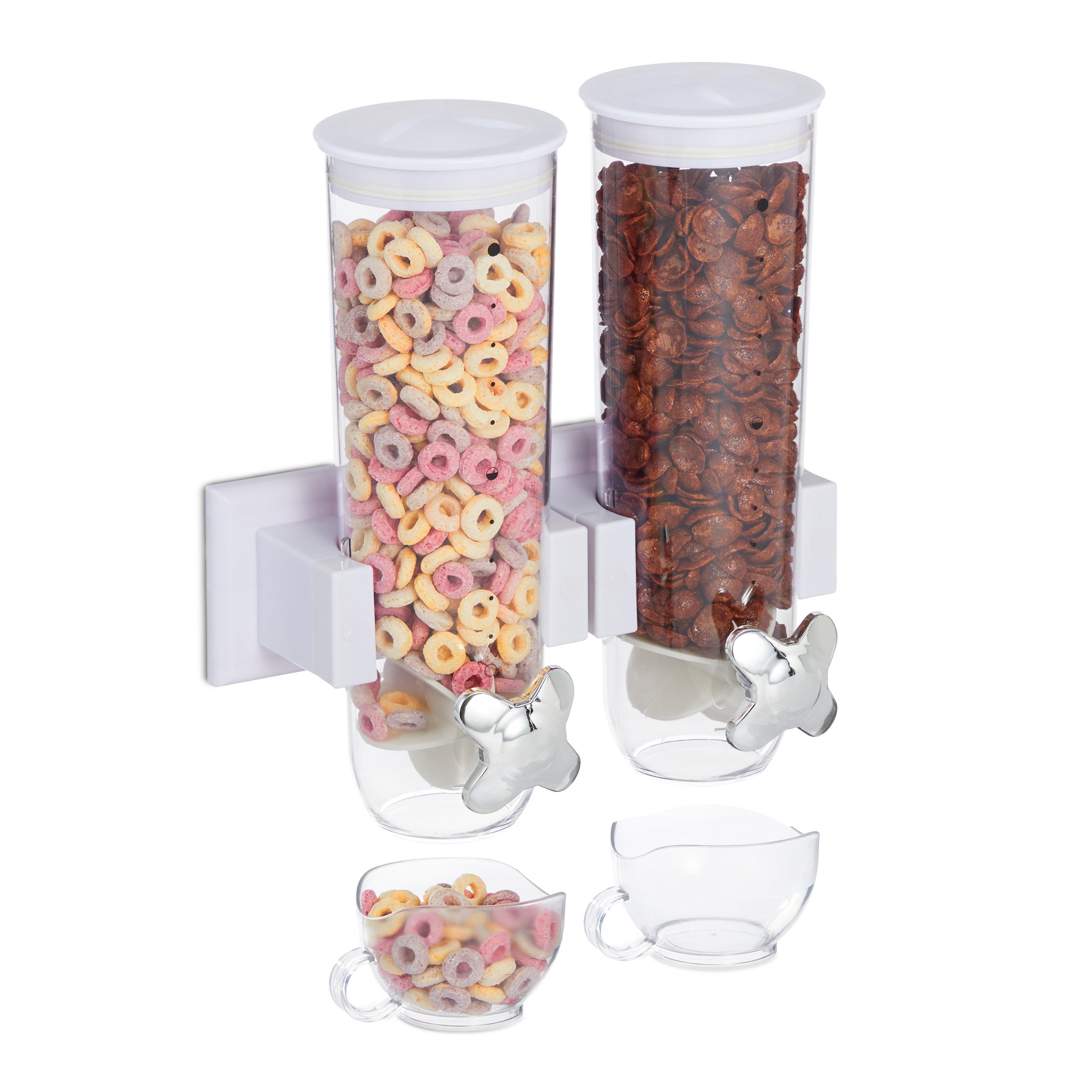 Relaxdays Dispenser Cereali Doppio, Montaggio a Parete, Distributore ...