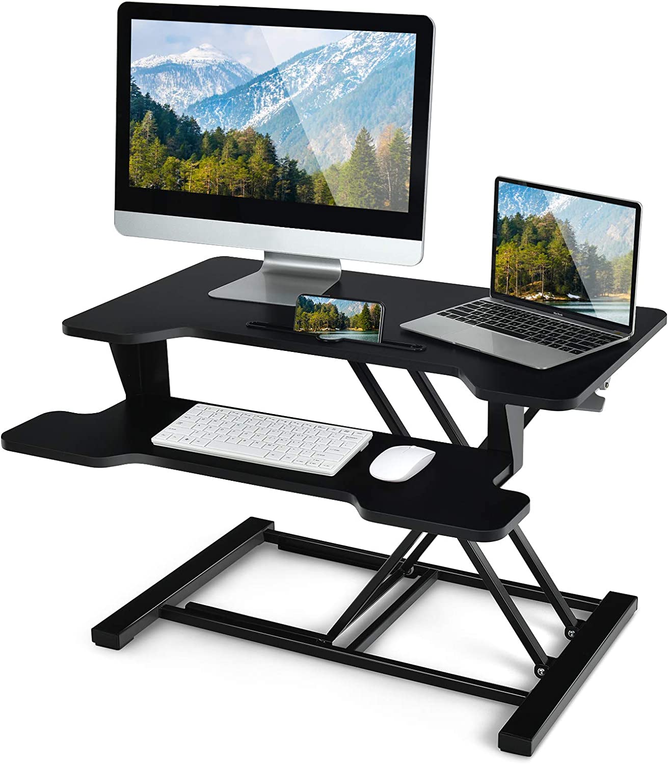 Poste de travail assis-debout, bureau d’ordinateur portable reglable en ...