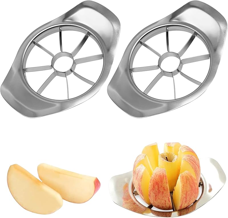 Coupe-pommes inox - Lot de 2, 8 lames, re trognon, pour pommes, poires ...