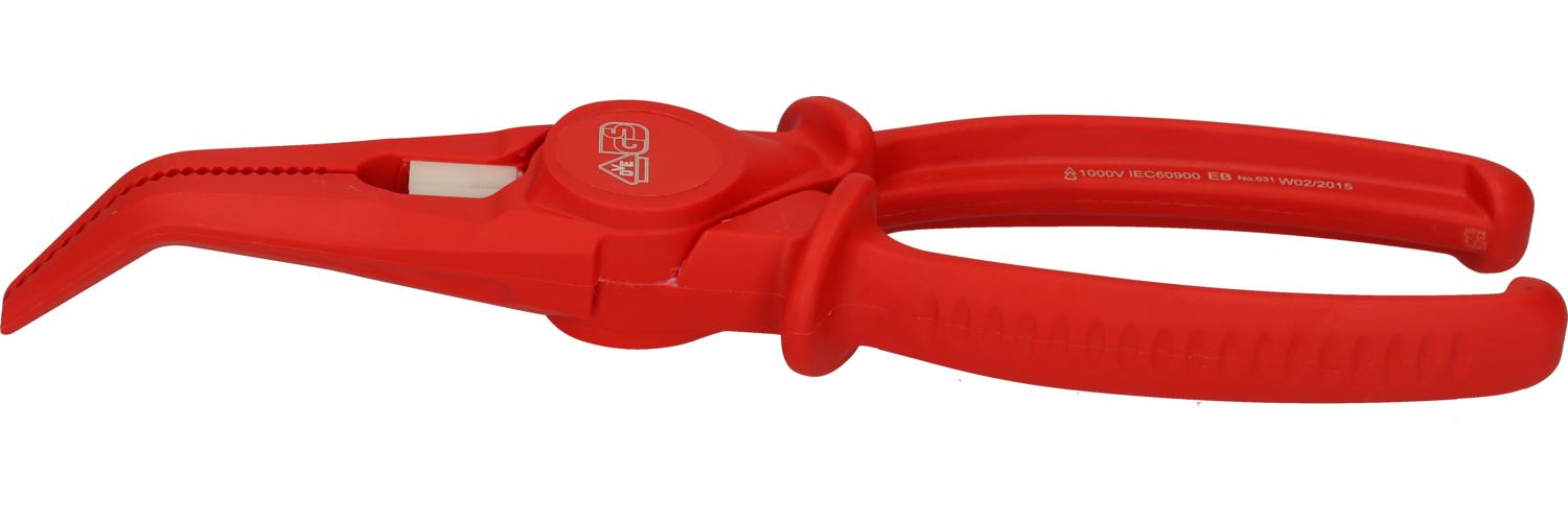KS TOOLS Pince à bec demi-rond en plastique avec revêtement isolant ...