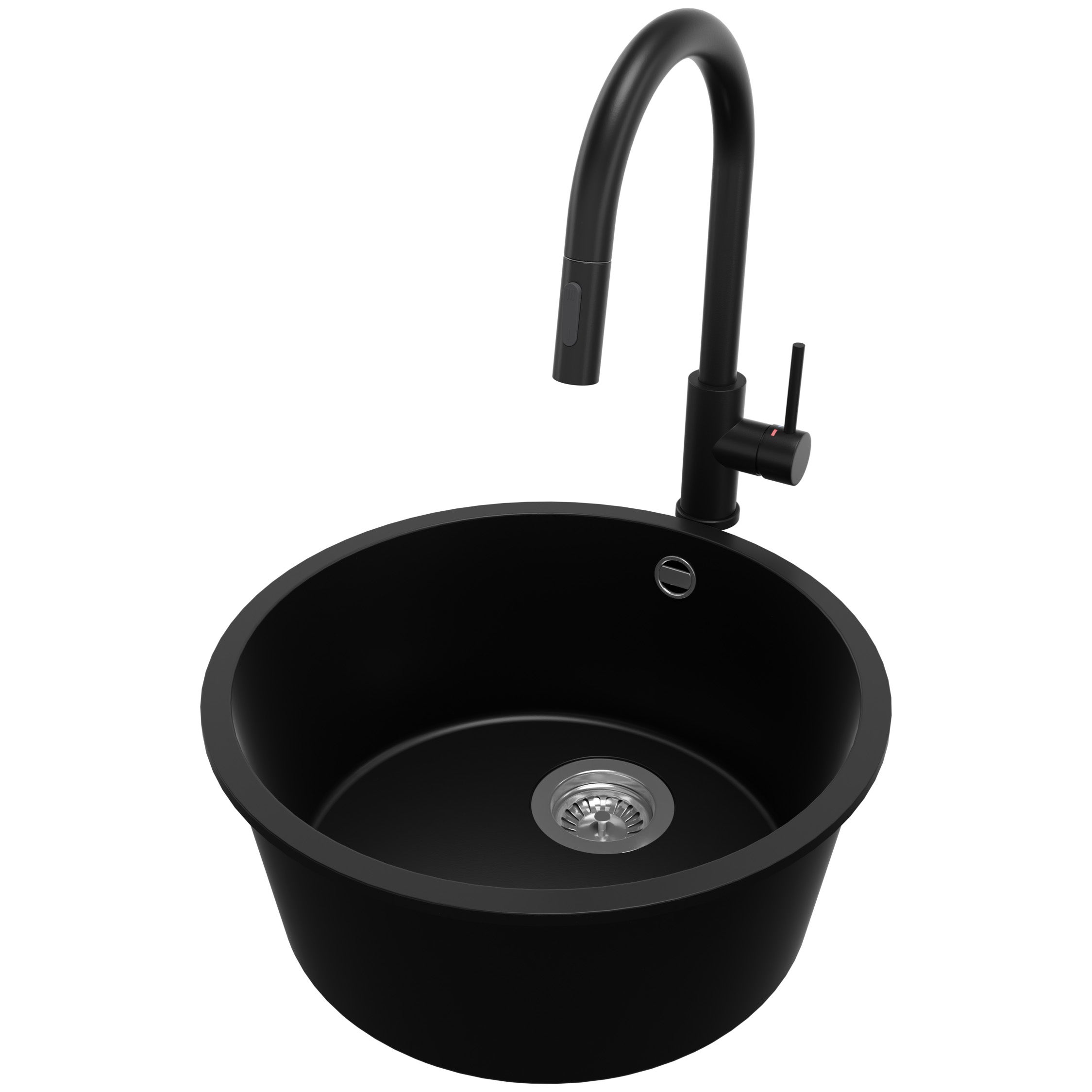 Evier Sous Plan Noir 46x46cm, Evier en Granit 1 bac + Robinet 40x20cm ...