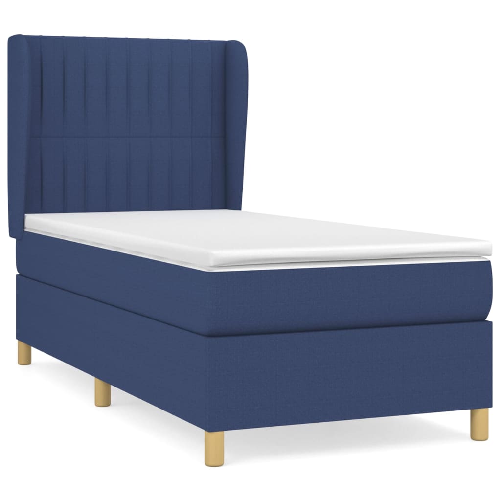 Cama box spring con colchón tela azul 90x200 cm | Leroy Merlin