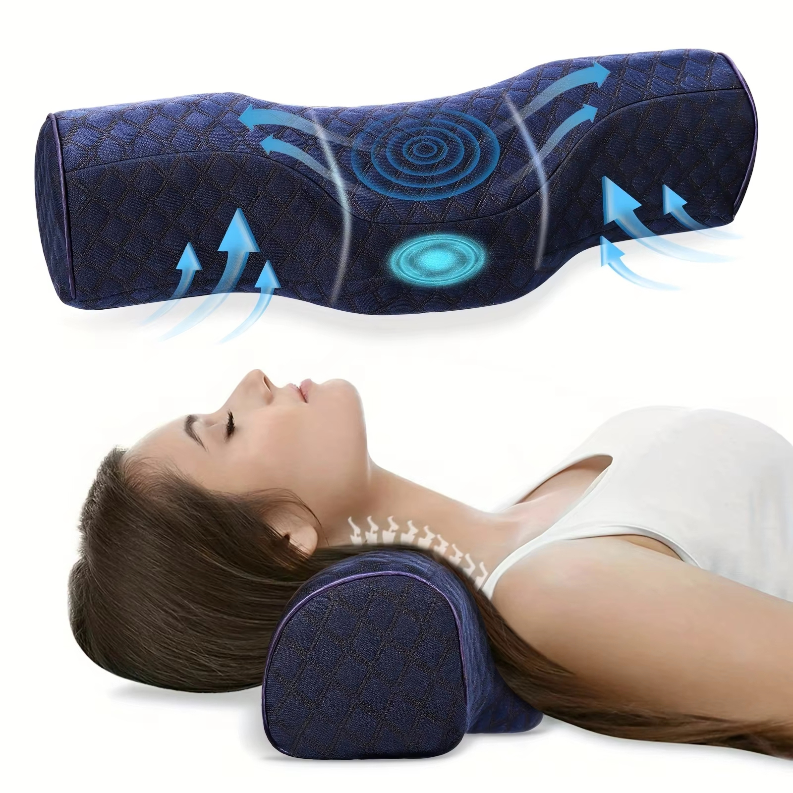 Almohada Cervical 2 en 1, Espuma Viscoelástica, para Dormir de Lado y ...