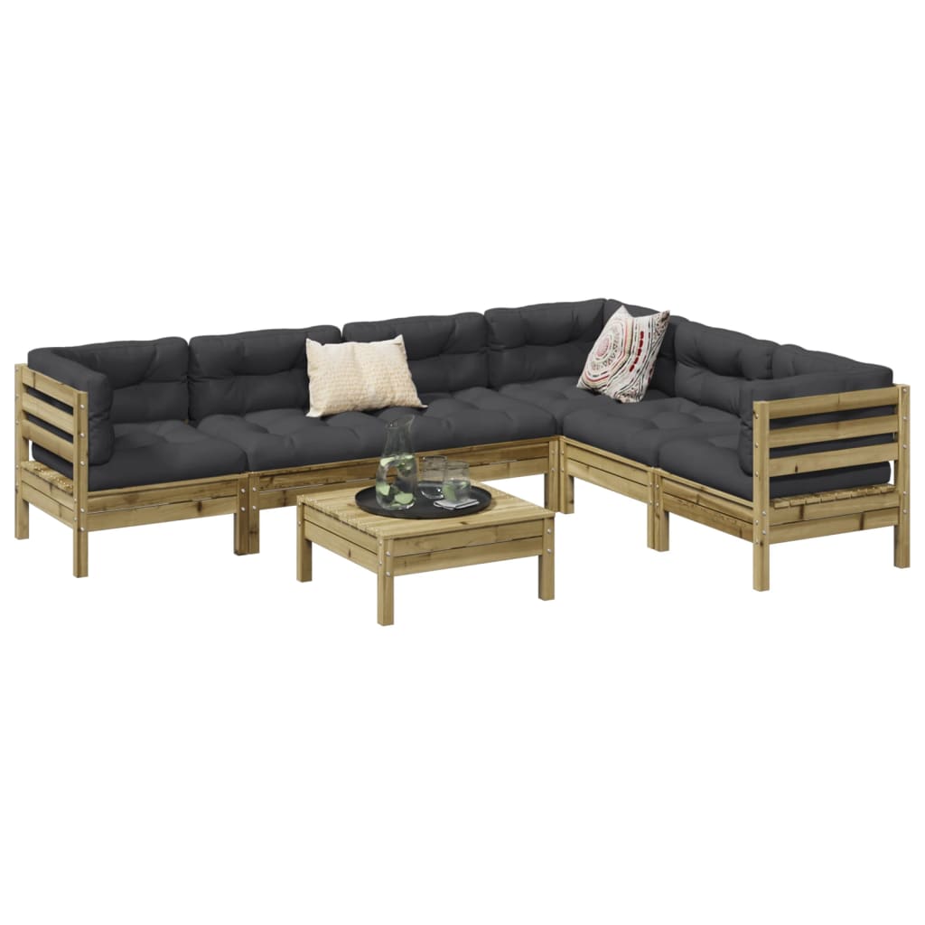 Salon bas de jardin en Bois Marron 9 personnes | Leroy Merlin
