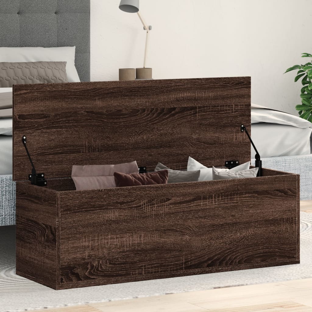 Bo?te de rangement chêne marron 102x35x35 cm bois d'ingénierie | Leroy ...