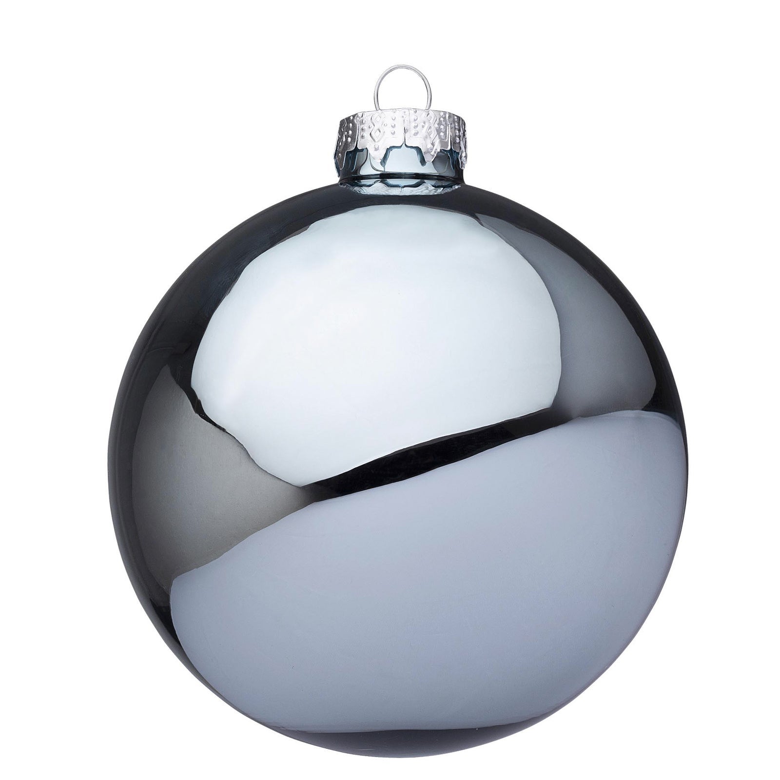 Arbre de Noël décoré de boules en verre bleu poudre brillant / 6 boules ...