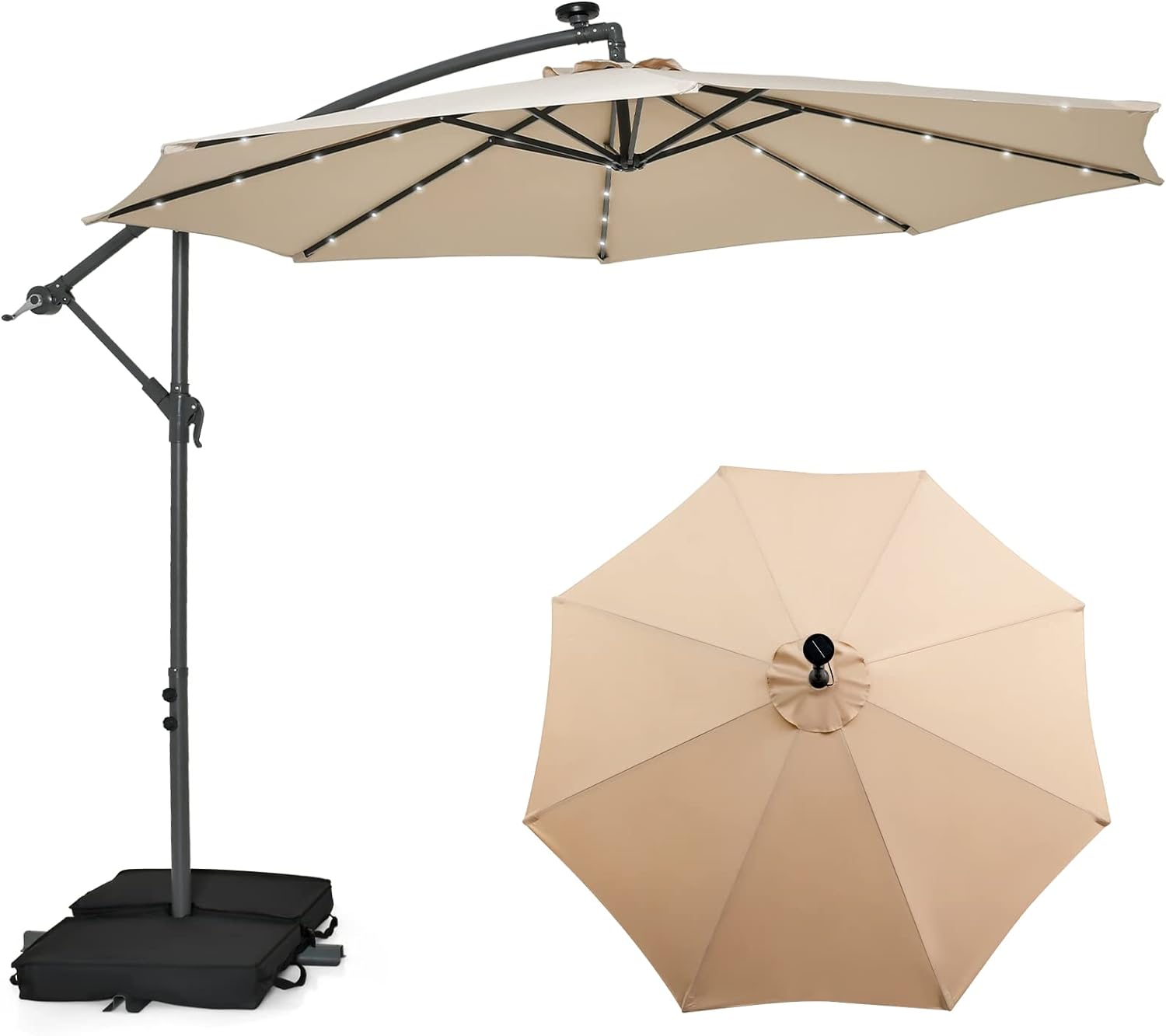 Sombrilla Terraza Exterior con Base, Parasol Excentrico 3x3 con 40 ...