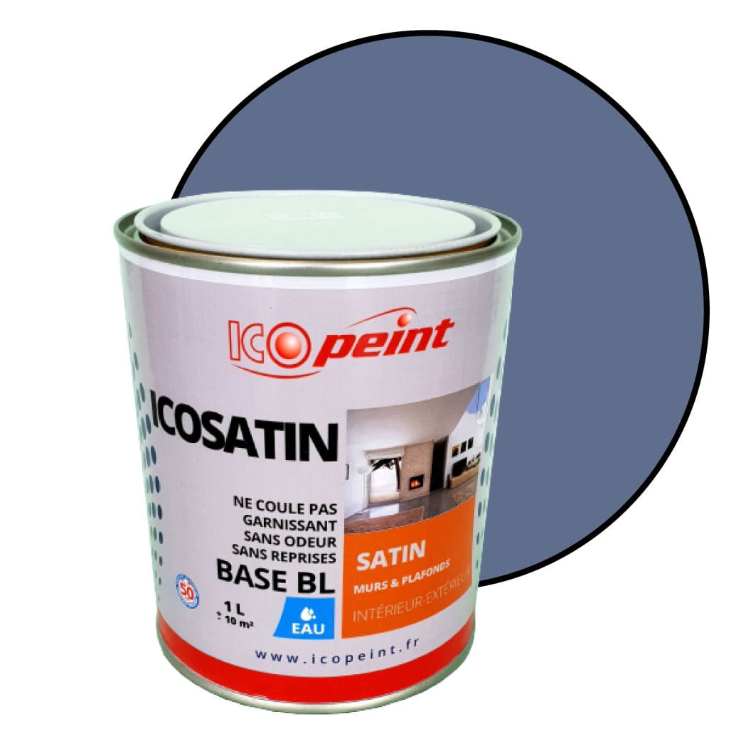 Peinture murs Acrylique Satin Lessivable 1L - ICOSATIN - RAL 5014 Bleu ...