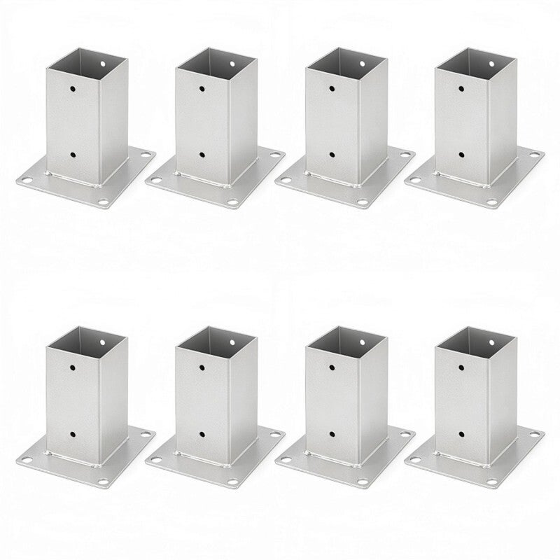 Lote de 8 Bases para Poste Cuadradas de Jardín - 80x80mm - Plata ...