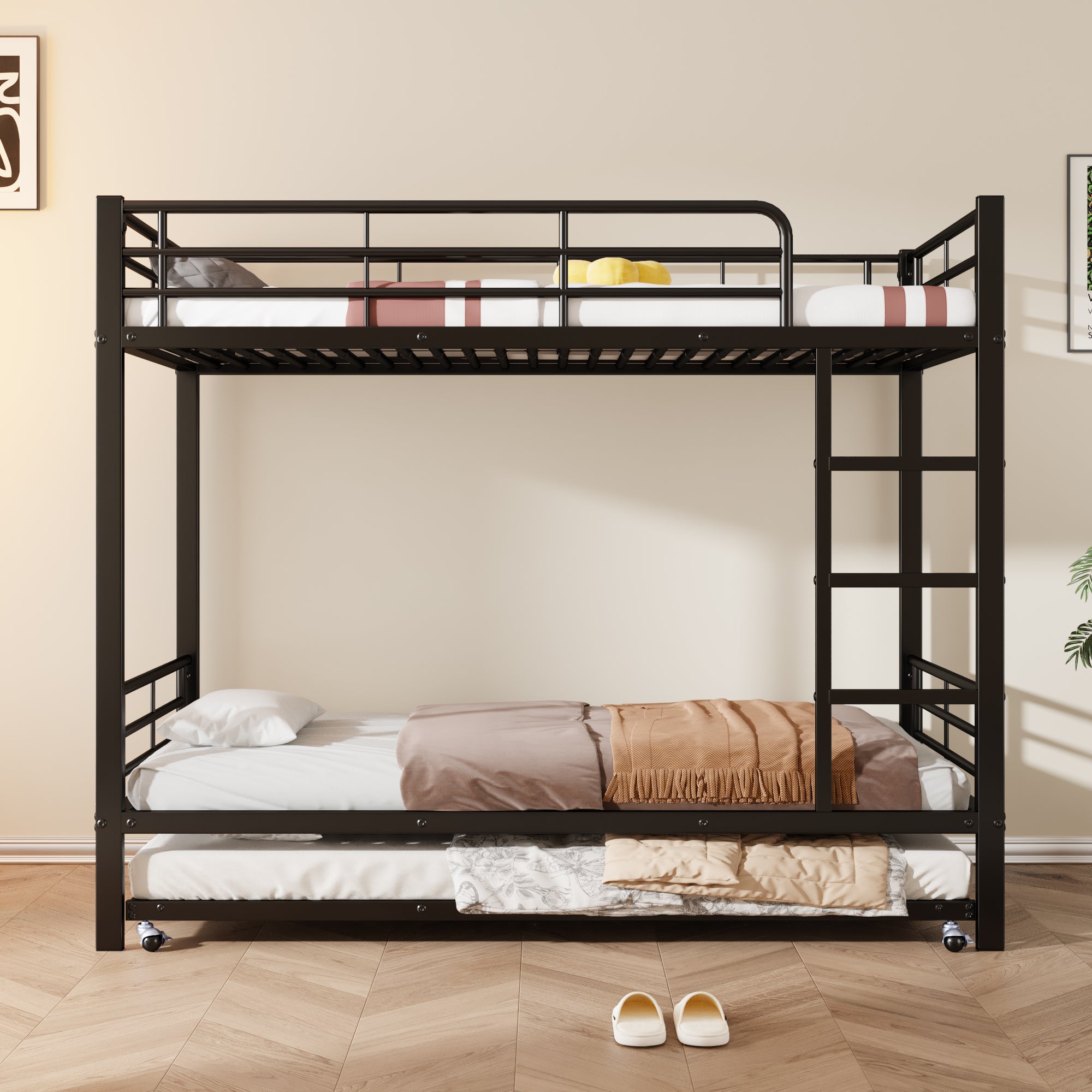 Litera para 3 personas (90x200 cm) con cama nido - Negro | Leroy Merlin