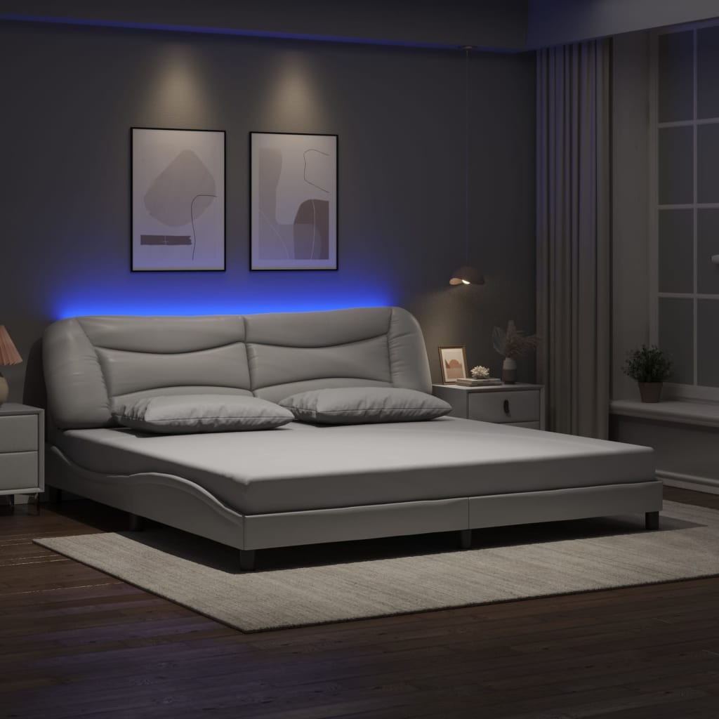Estructura de cama con LED sin colchón blanco 200x200 cm | Leroy Merlin