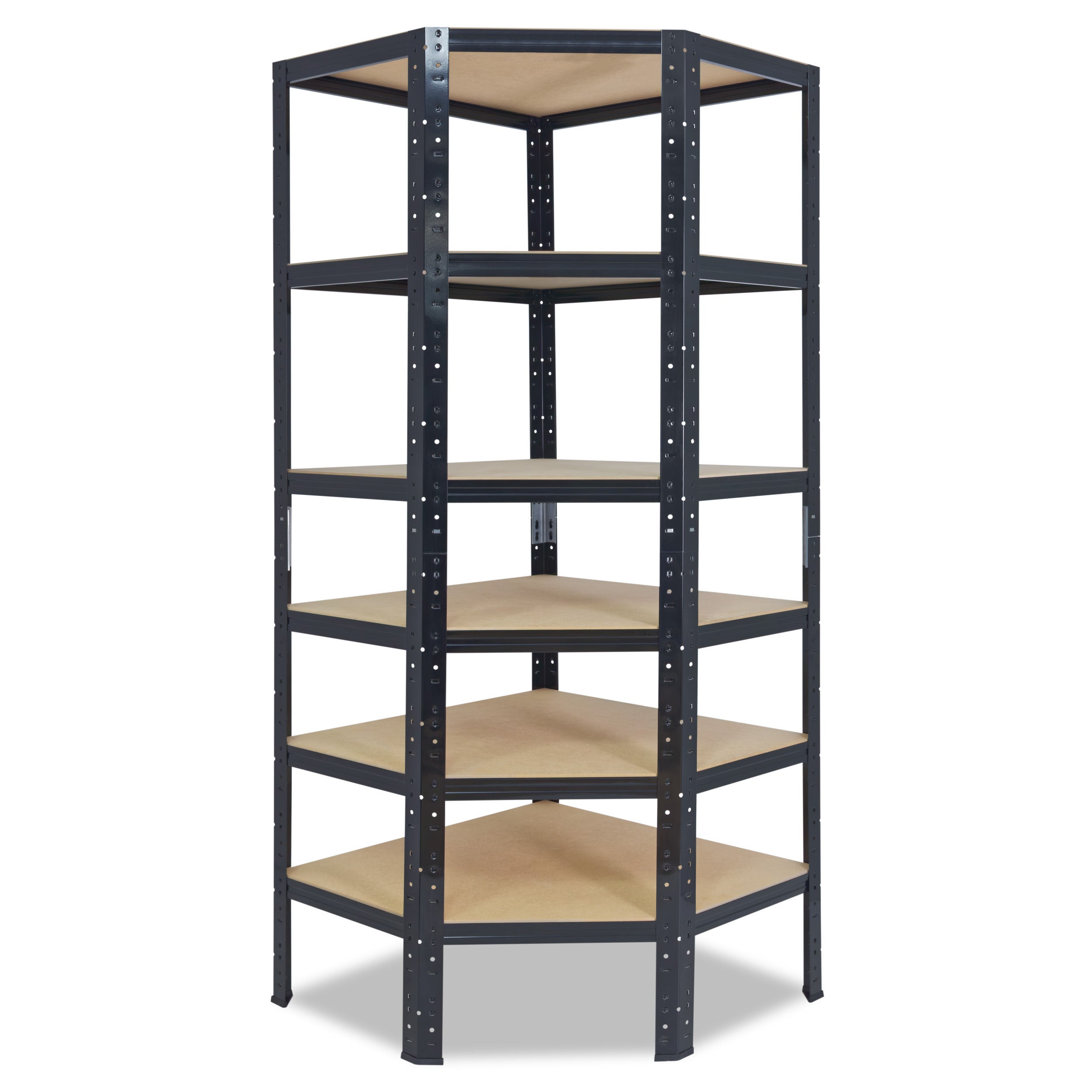 Shelfplaza BLACK 180x90x60 cm scaffale angolare in nero con 6 ripiani e ...