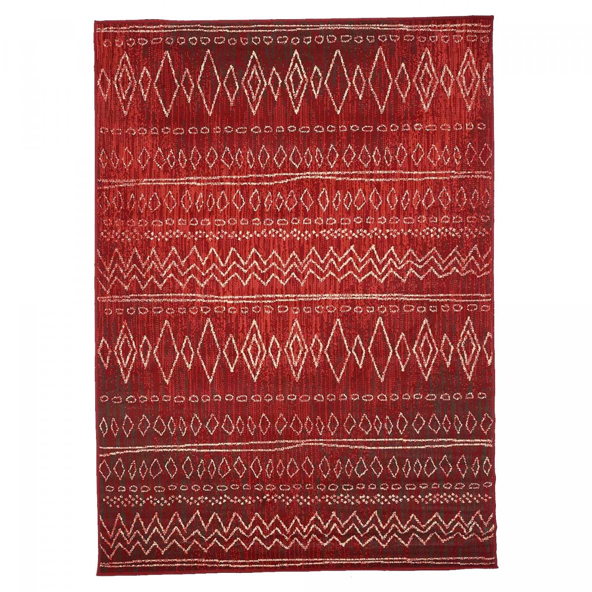 Tapis berbère 80x150 tissé motifs tribaux LYN1 BERBI rouge | Leroy Merlin
