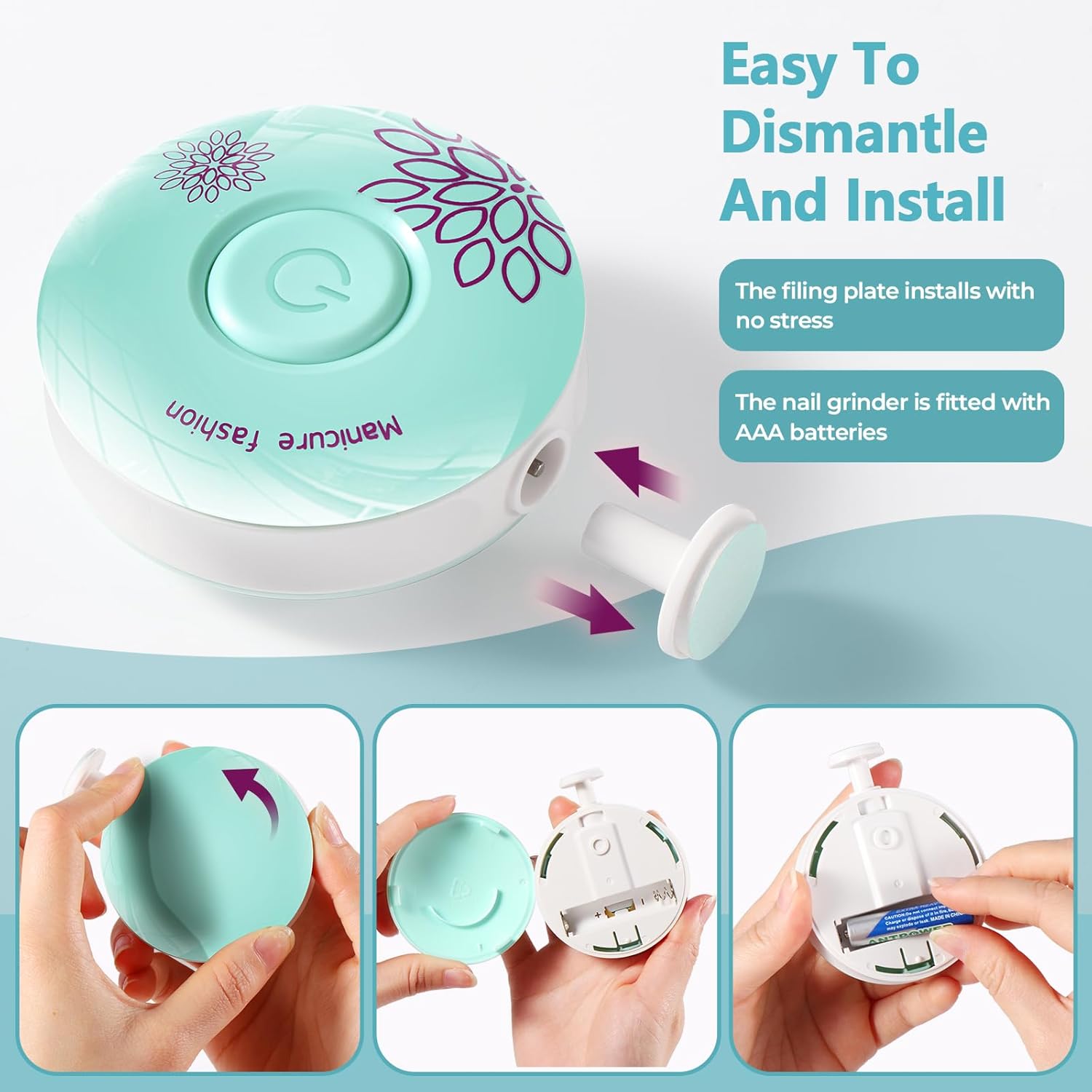 Lima de uñas para bebés, lima de uñas eléctrica 6 en 1 para niños de ...
