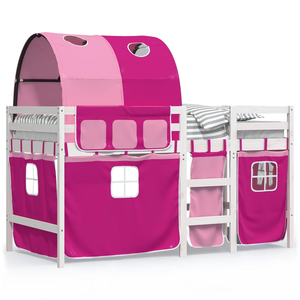 Cama Alta Para Nios Con Túnel Madera Pino Rosa 90x190 Cm Leroy Merlin