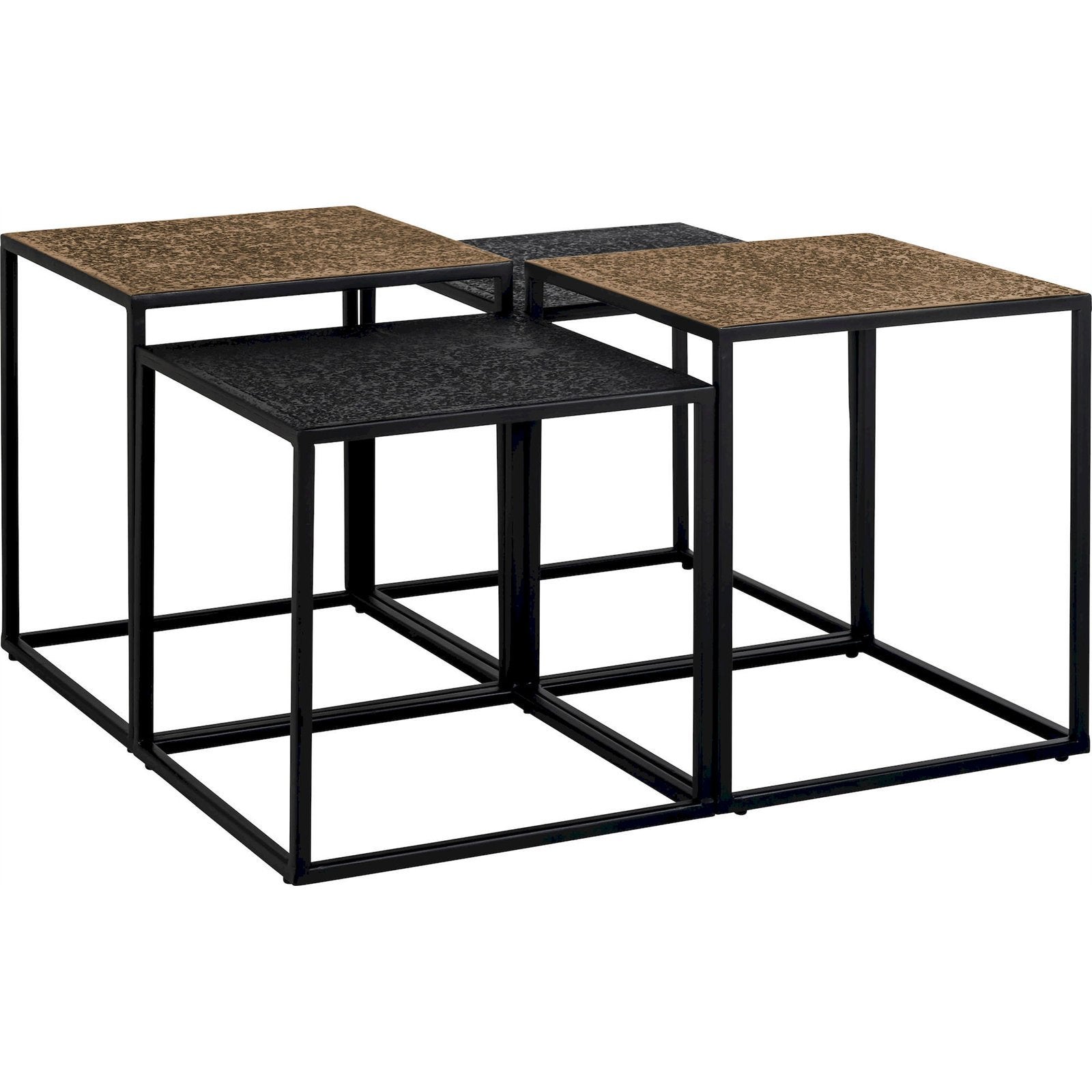 Tables gigognes Ely lot de 4 80 x 80 x 43 cm Noir et doré | Leroy Merlin