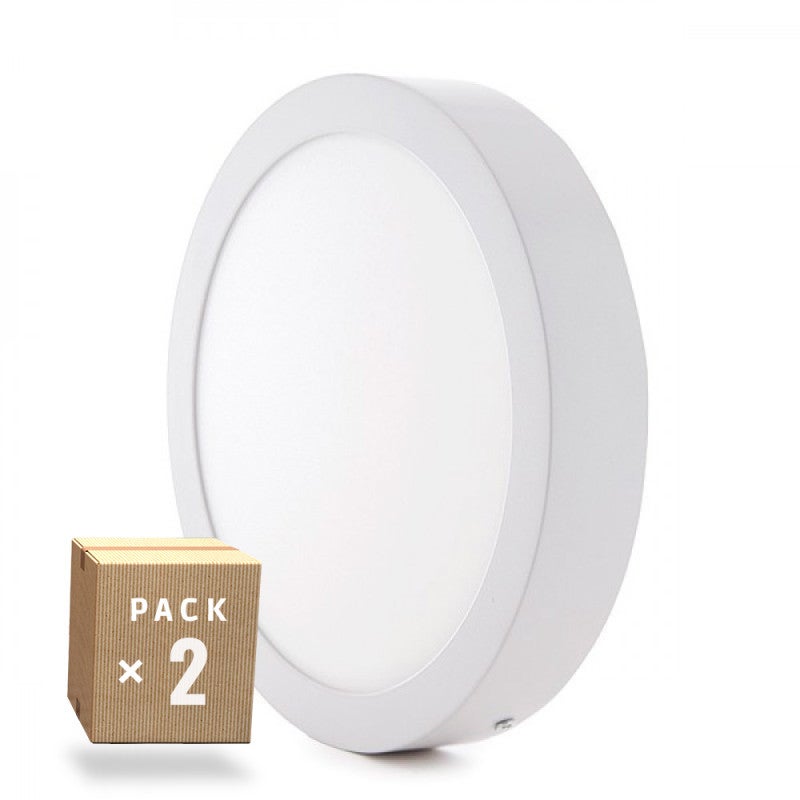Pack 2 Plafónes LED 24W 1778Lm 2700ºK Superficie 40.000H [HO-PLAF-C-24W ...