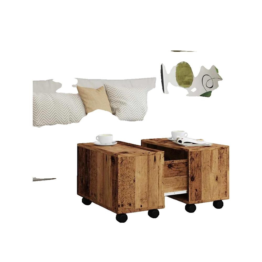 VidaXL Table basse vieux bois 60x60x38 cm bois d'ingénierie | Leroy Merlin