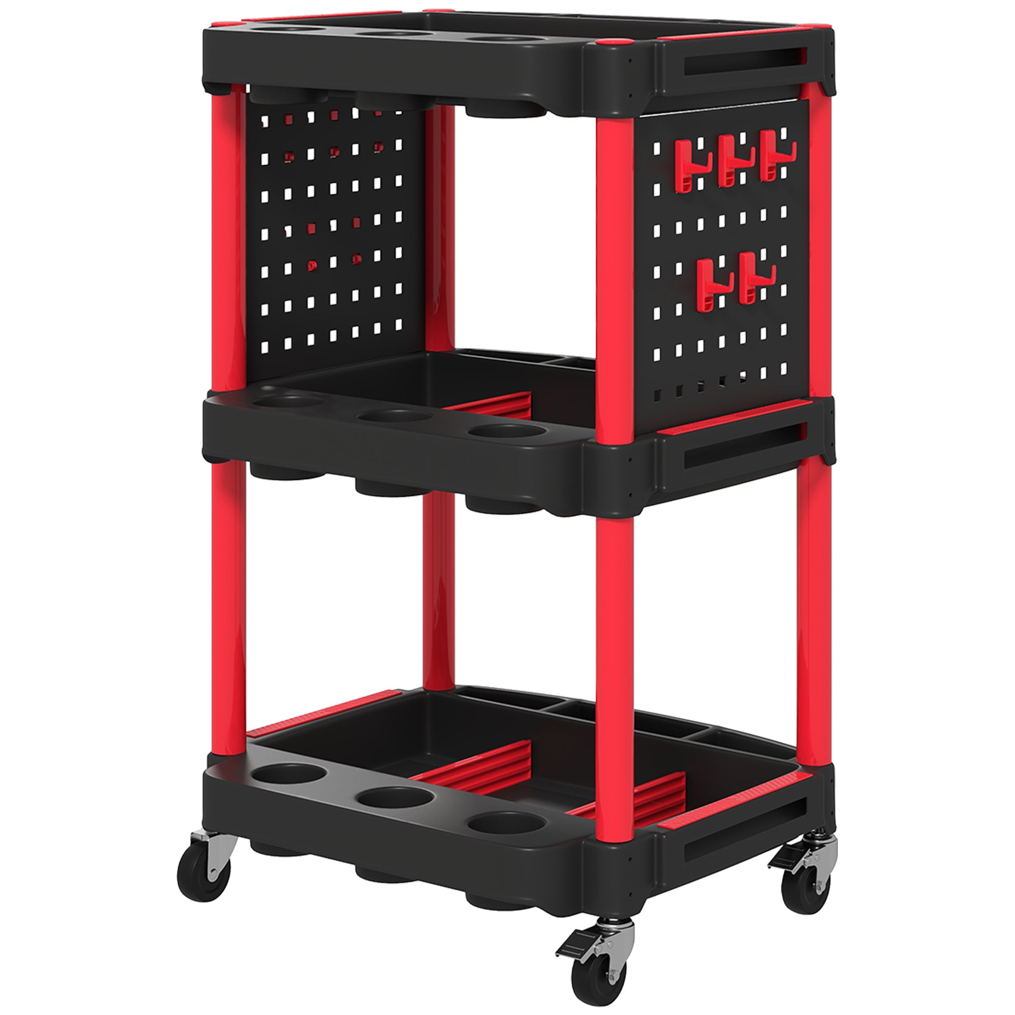 Chariot à outils, étagères à trois niveaux, 4 roues, plastique, 10 ...