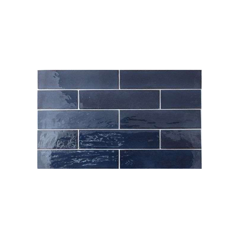 Carrelage mur effet zellige bleu brillant 6x24,6 cm TRIBECA BLUE NOTE ...