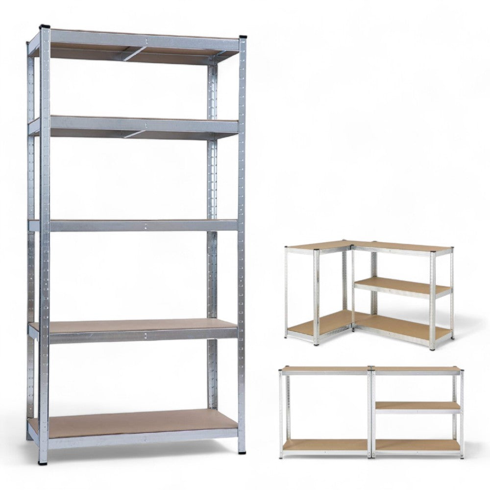 Scaffale in kit modulare in metallo zincato 5 ripiani con barre di ...