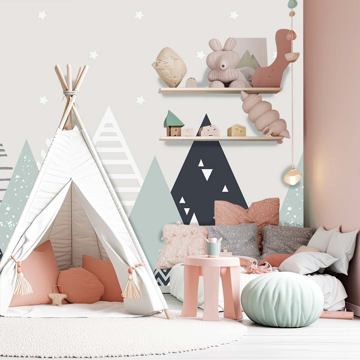 Papier peint enfant montagne scandinave | Leroy Merlin