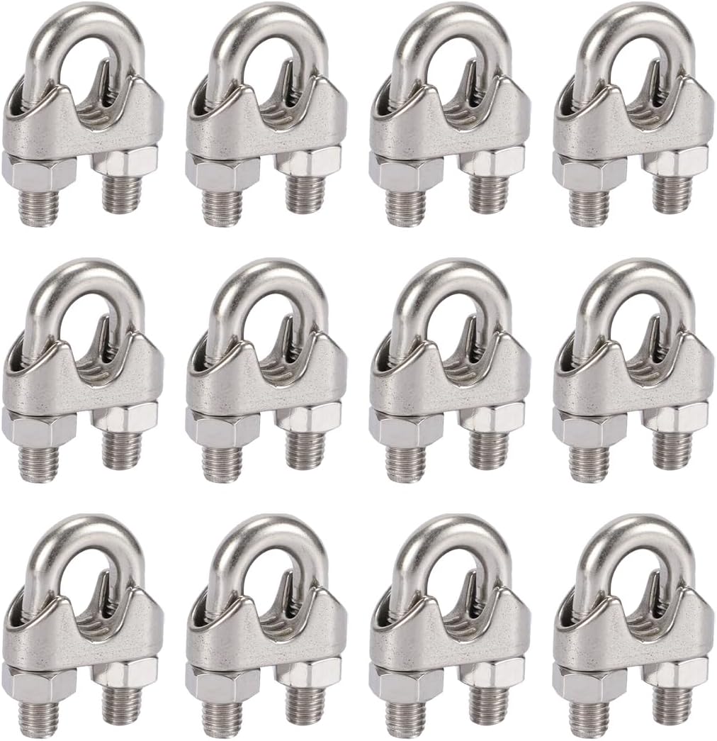 Lot de 12 serre-câbles en acier inoxydable 304 de M5, avec clips duplex ...