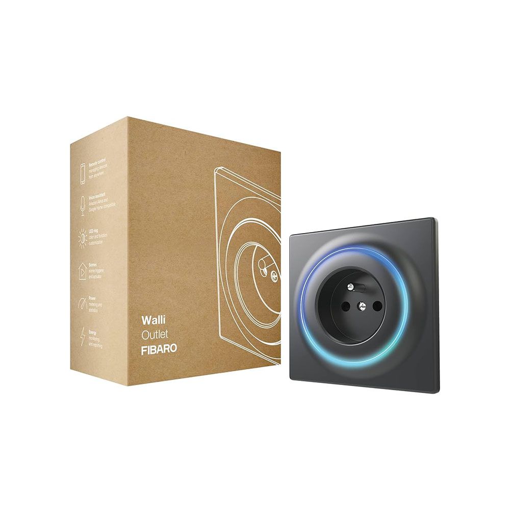 Prise de courant Fibaro FGWOF-011-8 Type F Noire | Leroy Merlin
