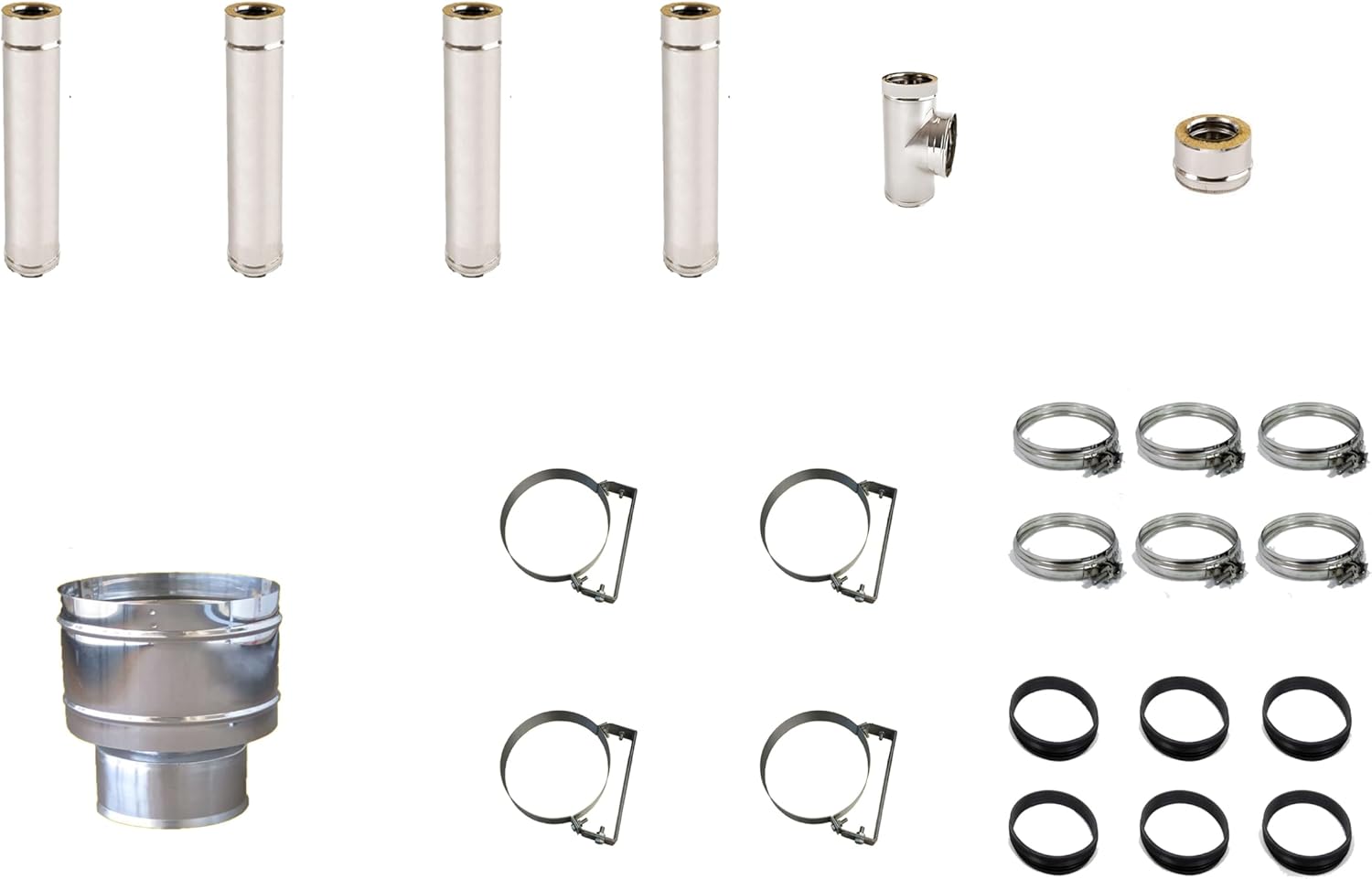 Kit Scarico Fumi Acciaio Inox Doppiaparete Diam. Int. 100 / Est. 150 mm ...