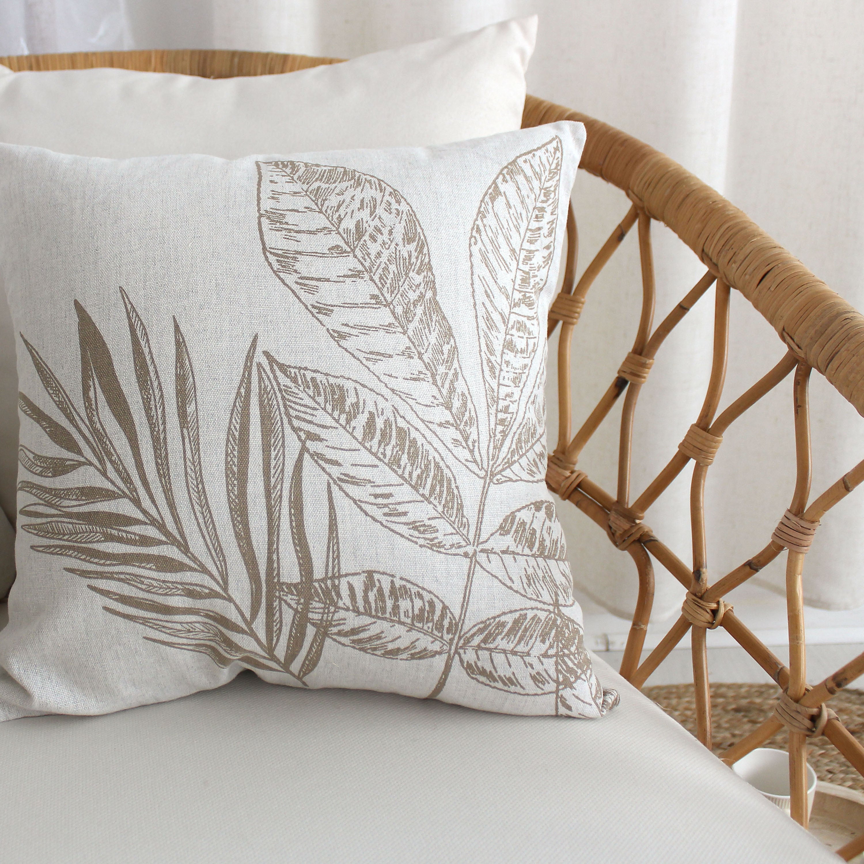 Lot de 2 Coussins déhoussables, carré 40x40cm, Motifs végétaux ...