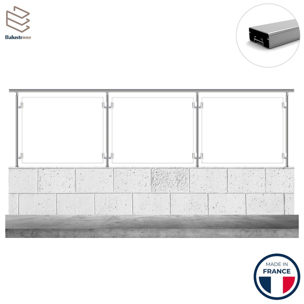 Garde-corps aluminium vitré sécurite 8 mm (44/2) sur muret, 3m pose à ...