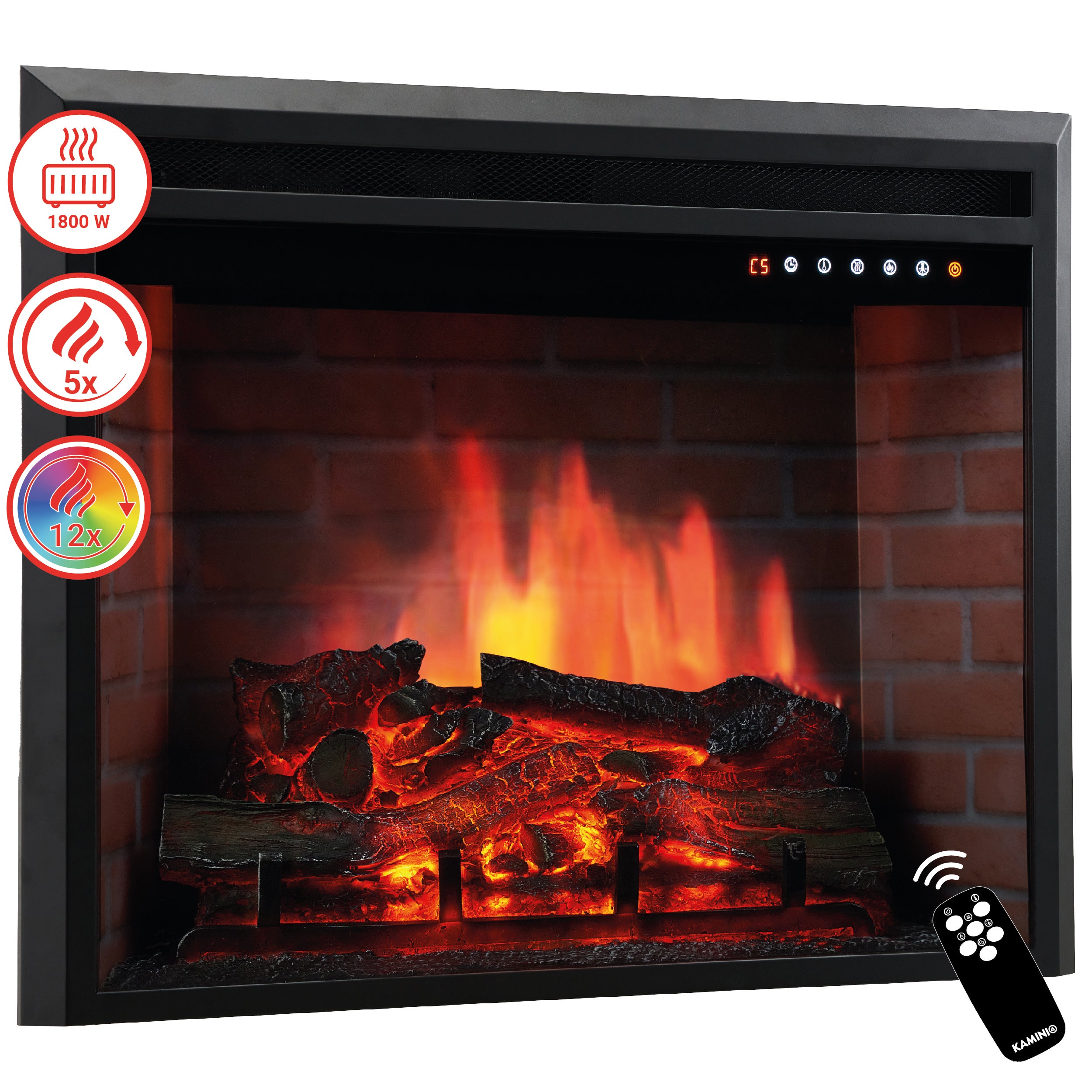 KAMINIO Cheminée Électrique LUCA - Cheminée Encastrable avec Chauffage ...