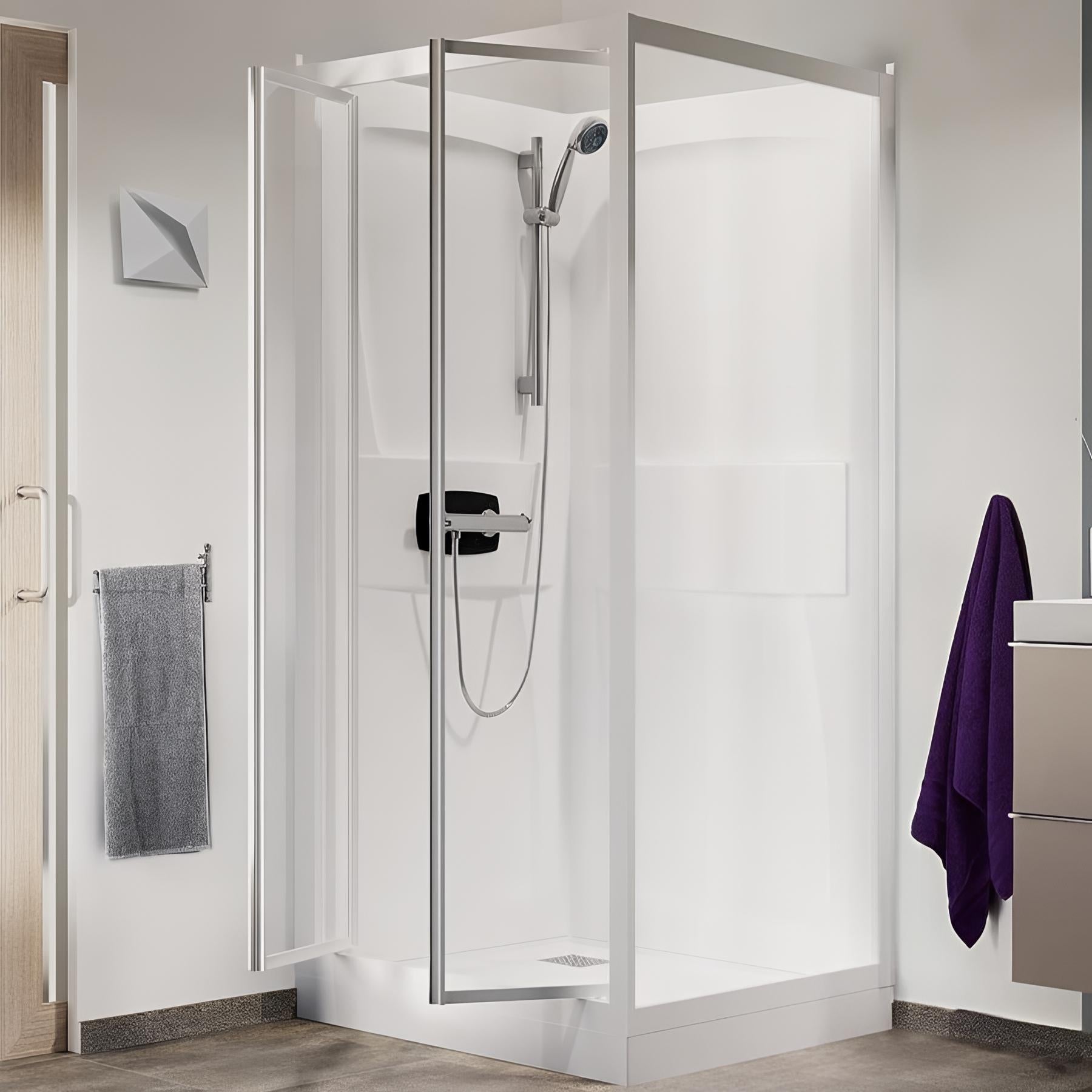 Cabine de douche KINEDO KINEPRIME 100x80 pose en niche verre ...