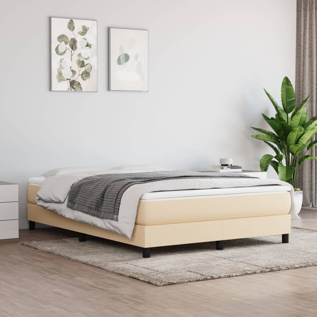 Lit à sommier tapissier avec matelas Crème 140x200 cm Tissu | Leroy Merlin