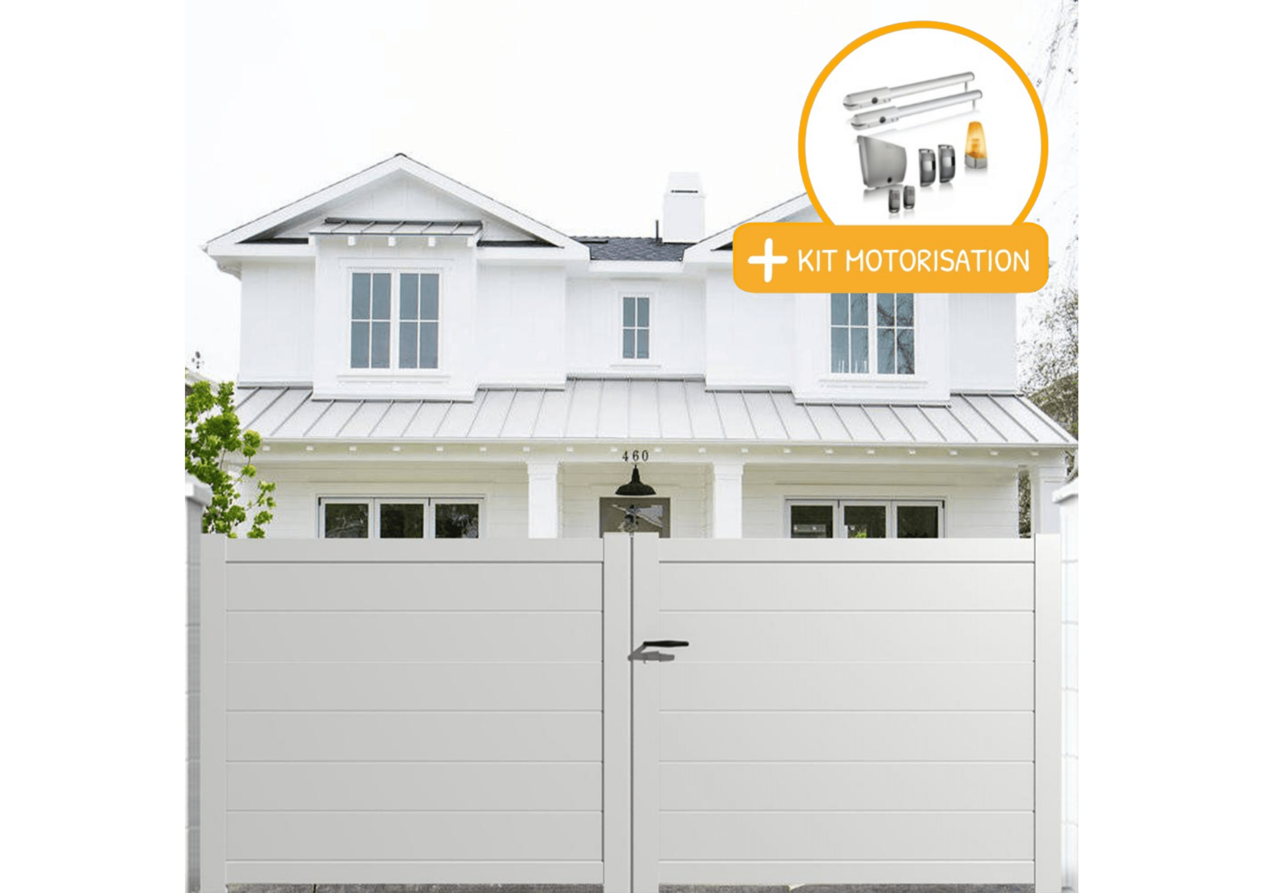 Portail aluminium battant plein en kit + Motorisation dimensions L.3500 ...