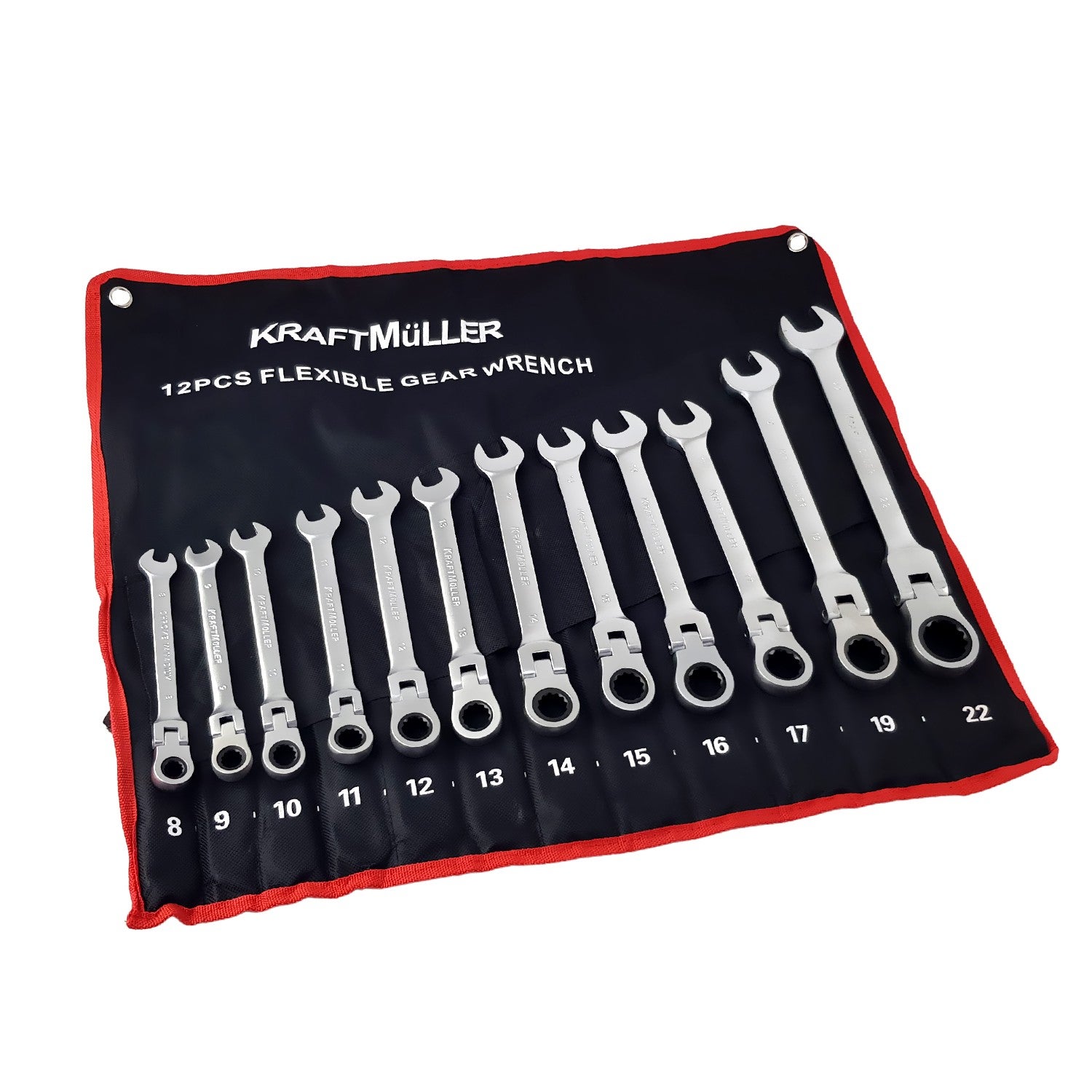 Jeu de clés à cliquet Kraft Müller KM-12PCS-FLEX avec Etui transport, 12 pièces Cles, Flexible ...