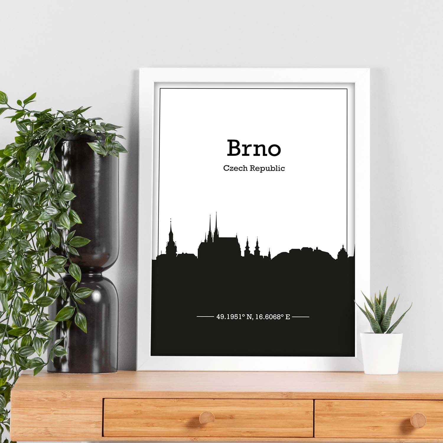 Brno Map Affiche - Czechrepublic. Skyline Cities Fiches D'europe Avec ...