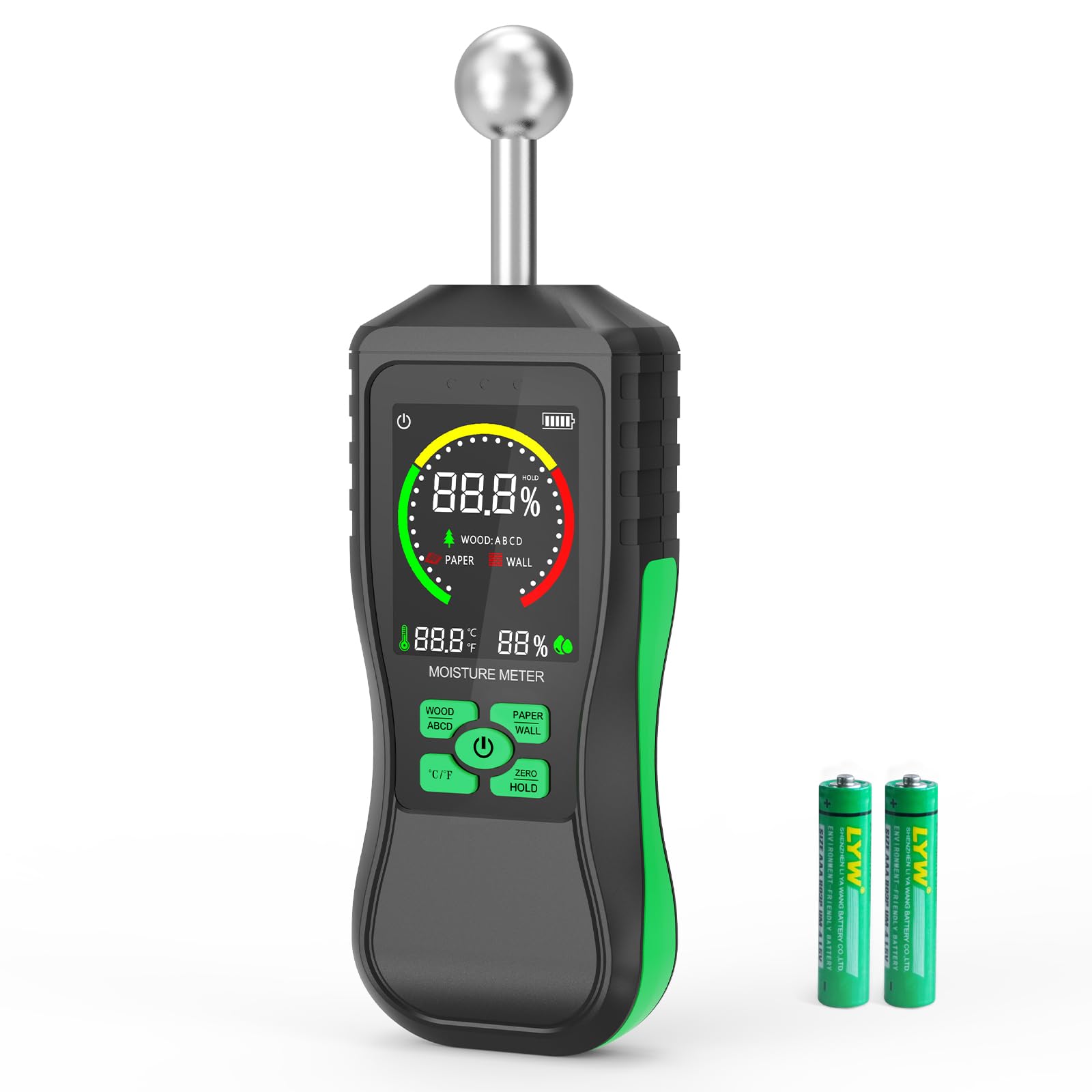 Detector de humedad de pared, detector de humedad de pared, humedad: 0-80%RH, con alarma ...