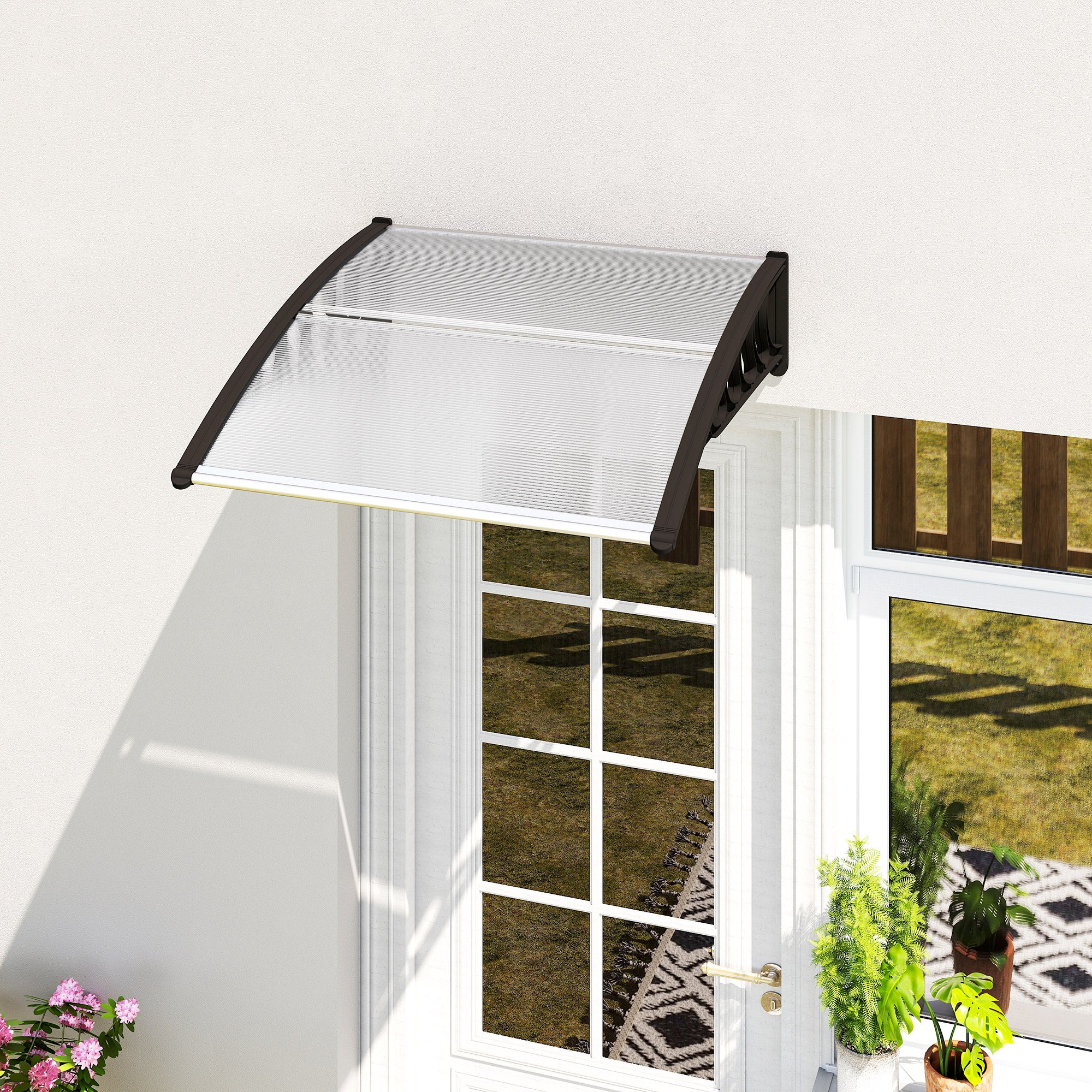 Auvent portes fenêtres 103x96,5cm panneaux polycarbonate bande ...