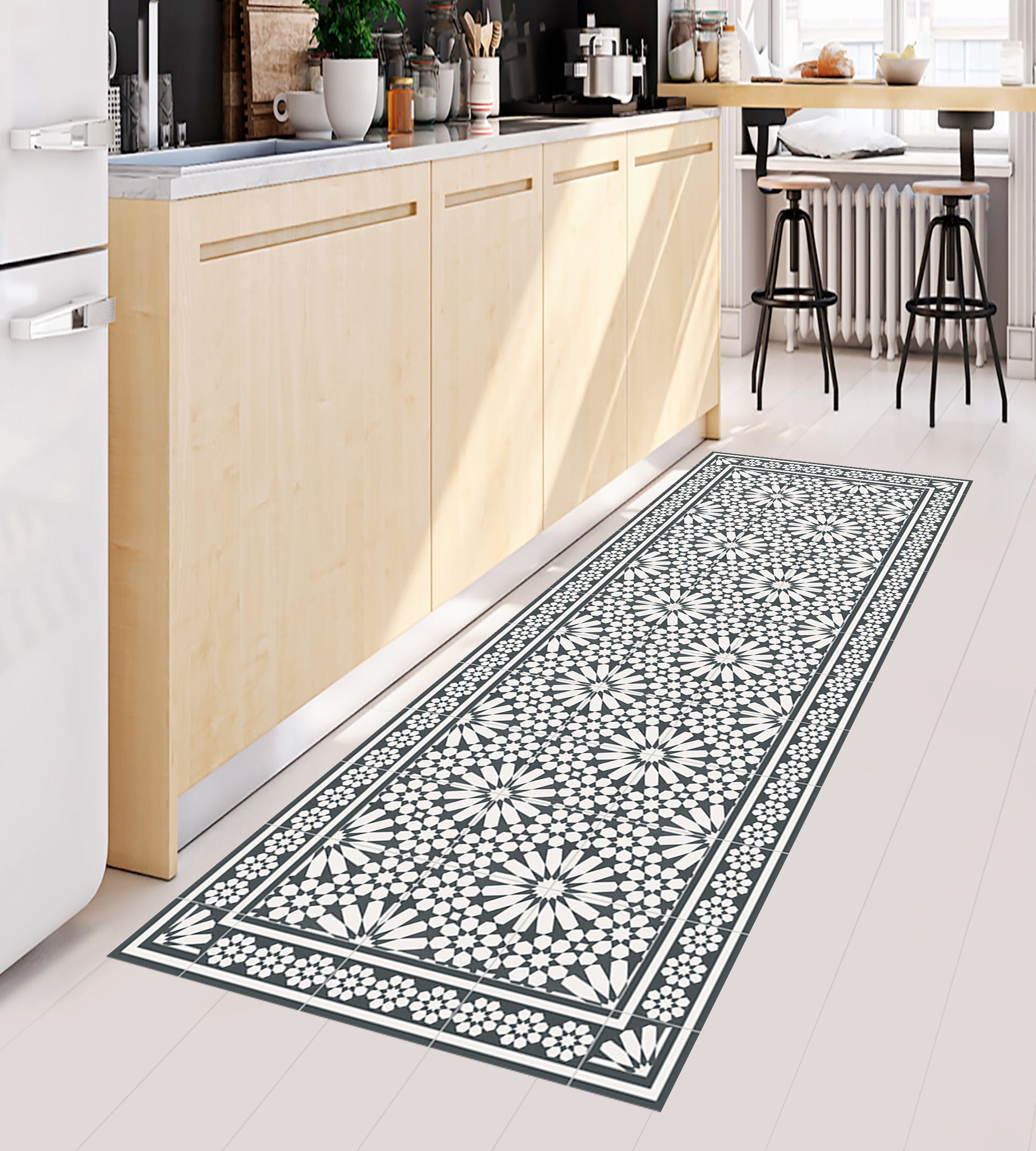 Alfombra De Vinilo Samara Gris Oscuro 66x150 Cm Pvc Antideslizante Vinilica Para Cocina O