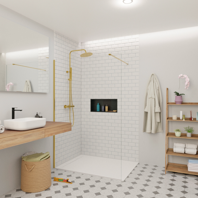 Douche style chic - Doré | Leroy Merlin