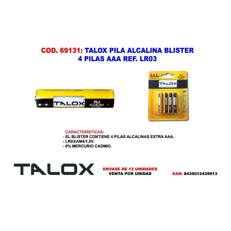 Talox pila alcalina blister 4 pilas aaa lr03 aaa | Leroy Merlin