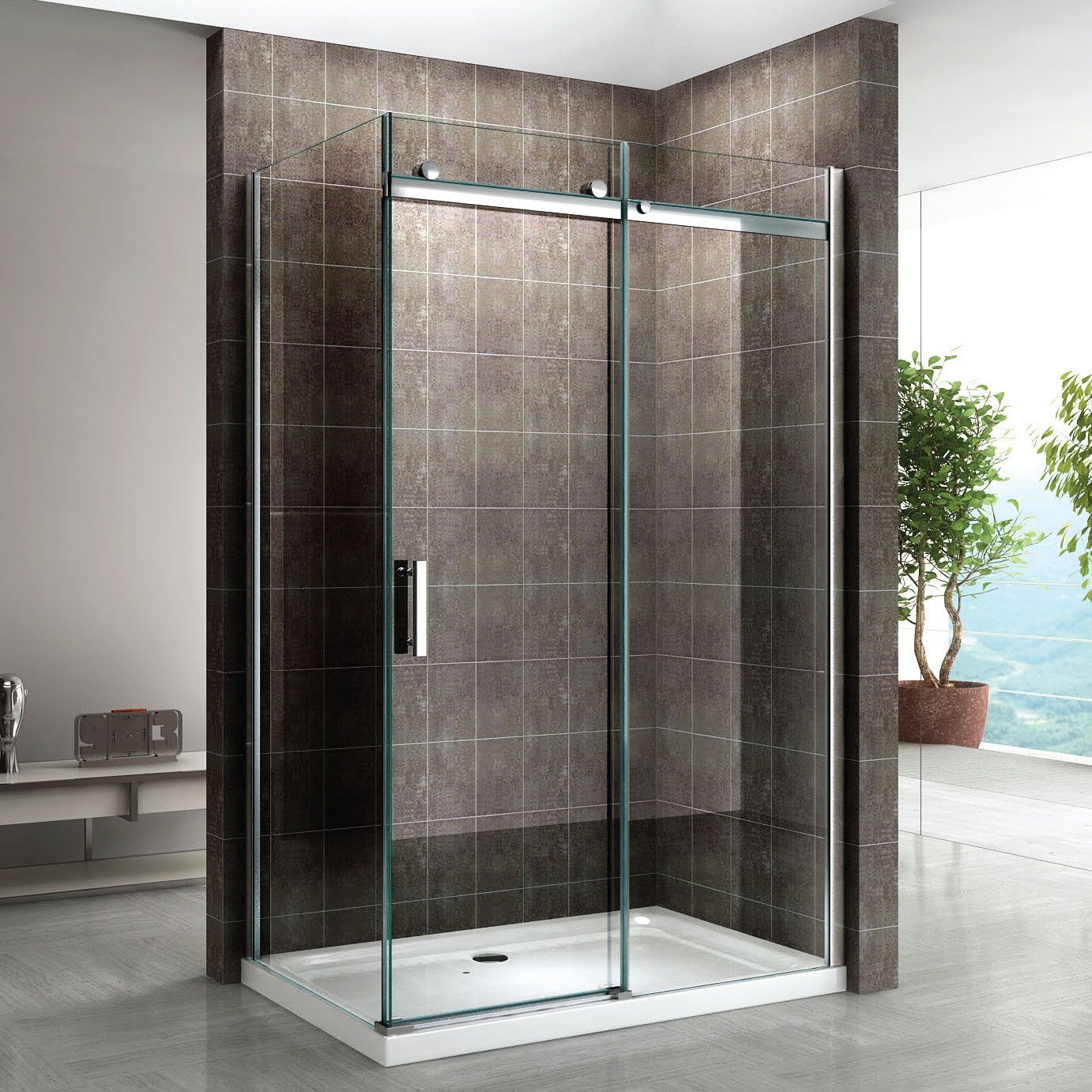 ALIXA Cabine paroi de douche d'angle H. 200 cm porte coulissante ...