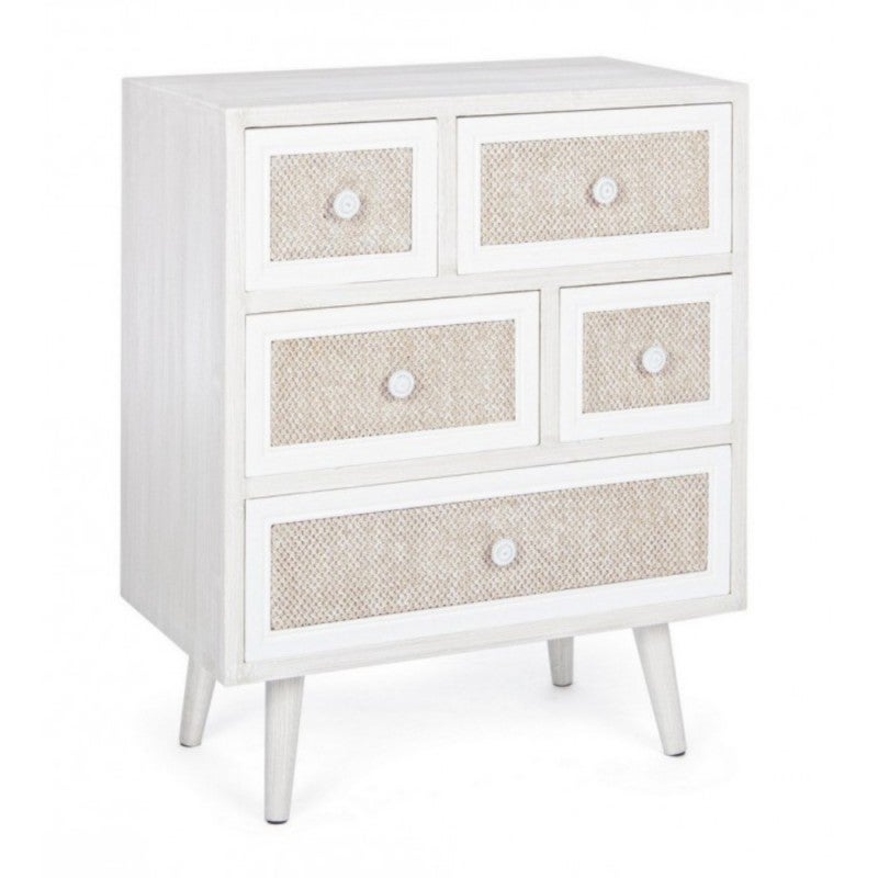 Cómoda 5 cajones MONTIEL estilo rústico blanco antiguo 72,5h cm | Leroy ...
