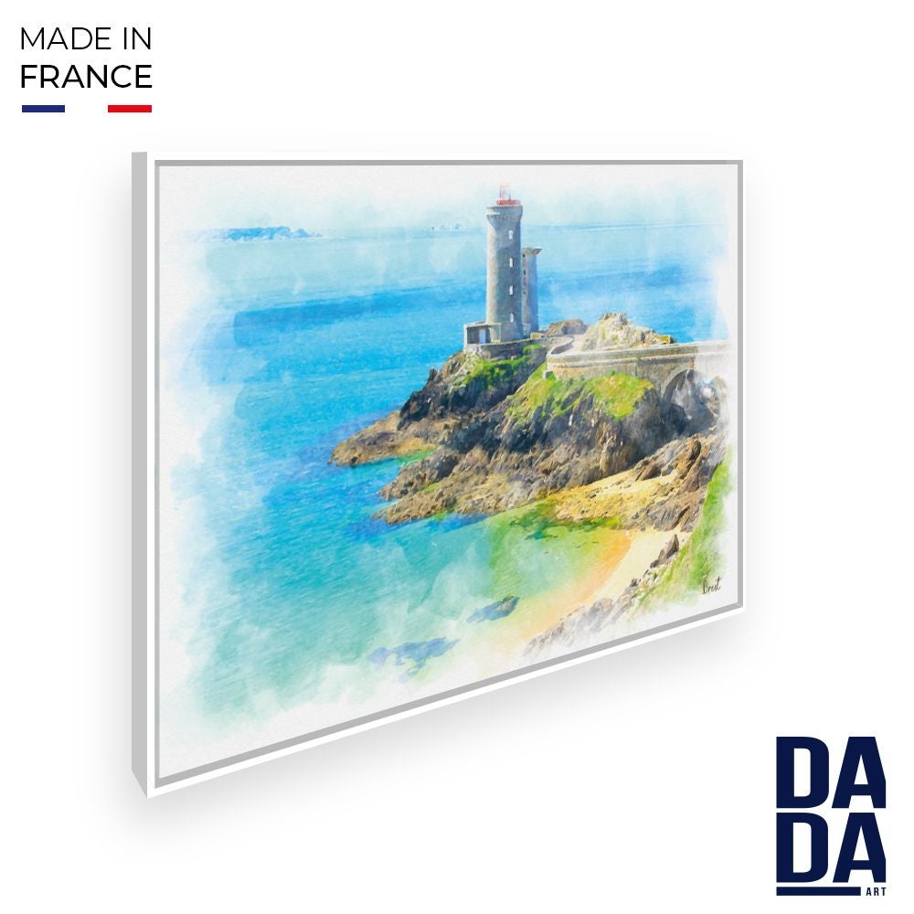 Tableau Phare de Brest / 45x60cm / Cadre Blanc / Fabriqué en France ...
