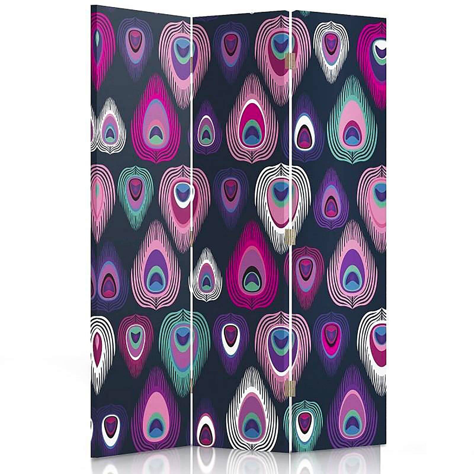 Paravent Design Moderne Motif Yeux de Paon Décoratif - 110 x 150 cm - 2 ...