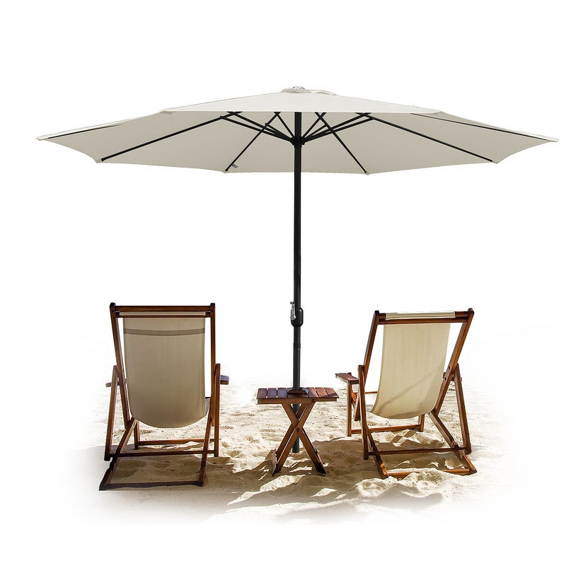 Parasol de Jardin Dia 350 CM Strucutre en Métal Robuste Anti-UV, Beige ...