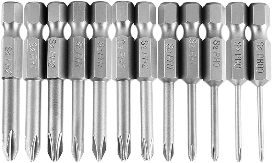 12pcs 6.35mm Hex Queue Tournevis à Tête Cruciforme Phillips Magnétique ...