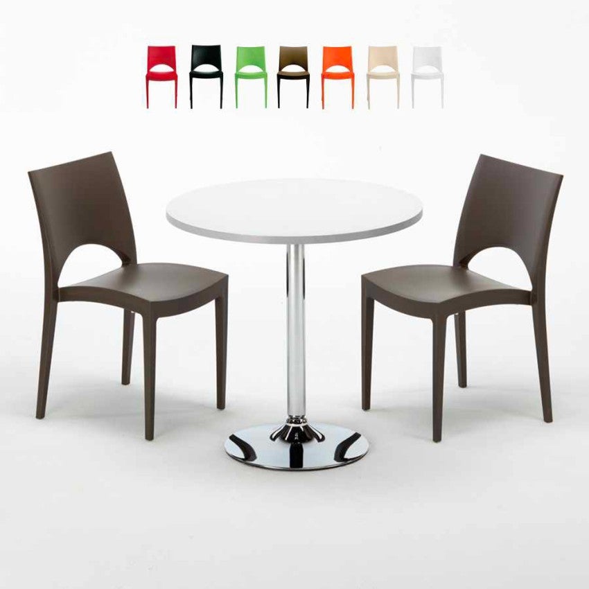 Table Ronde Blanche 70x70cm Avec 2 Chaises Colorées Grand Soleil Set ...